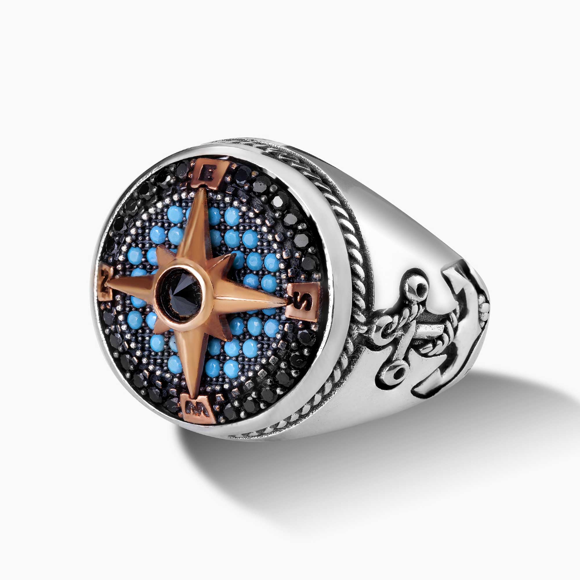 Spinner Compass Ring with Turquoise