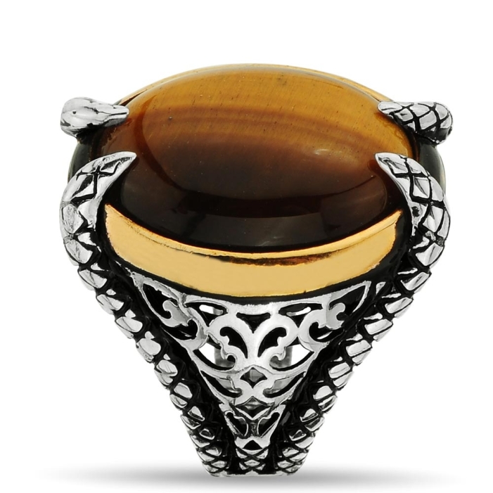 Tiger Eye Stone Solid Silver Ring