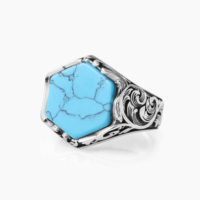 Hand Engraved Turquoise Ring