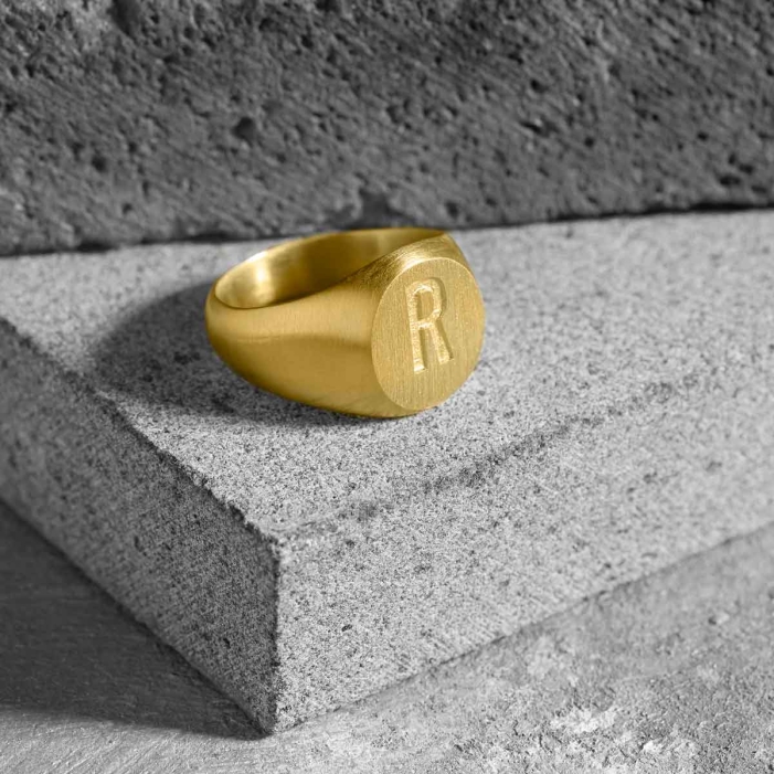 Personalized Pair Ring Round Gold-Plated