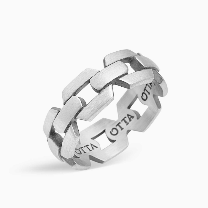 Silver Chain Band Flat Ring - 8.5 mm