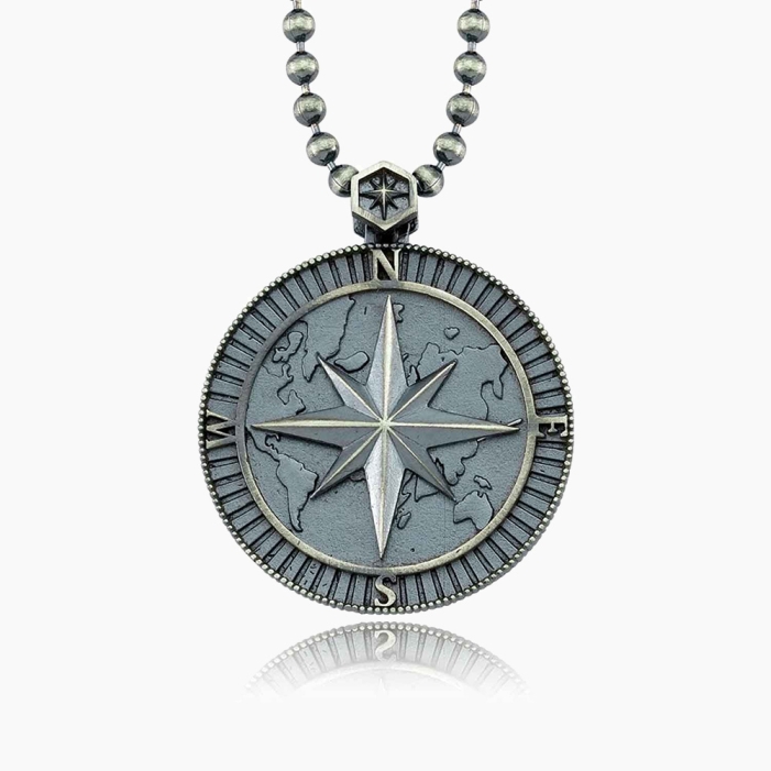 Sterling Silver Men s Compass Necklace