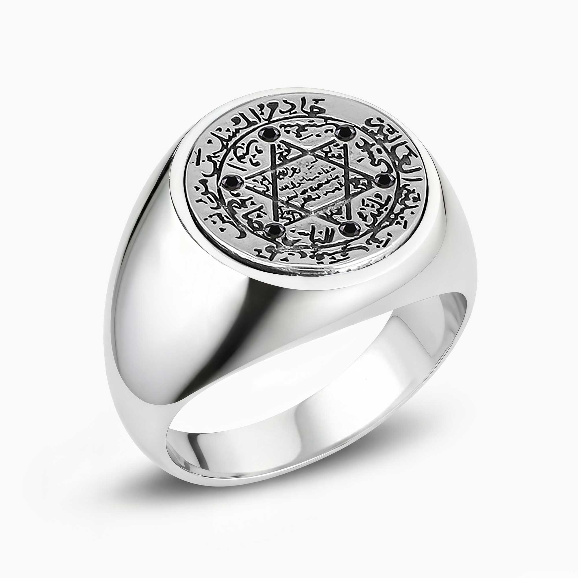 Signet Seal of Solomon Ring in Silver
