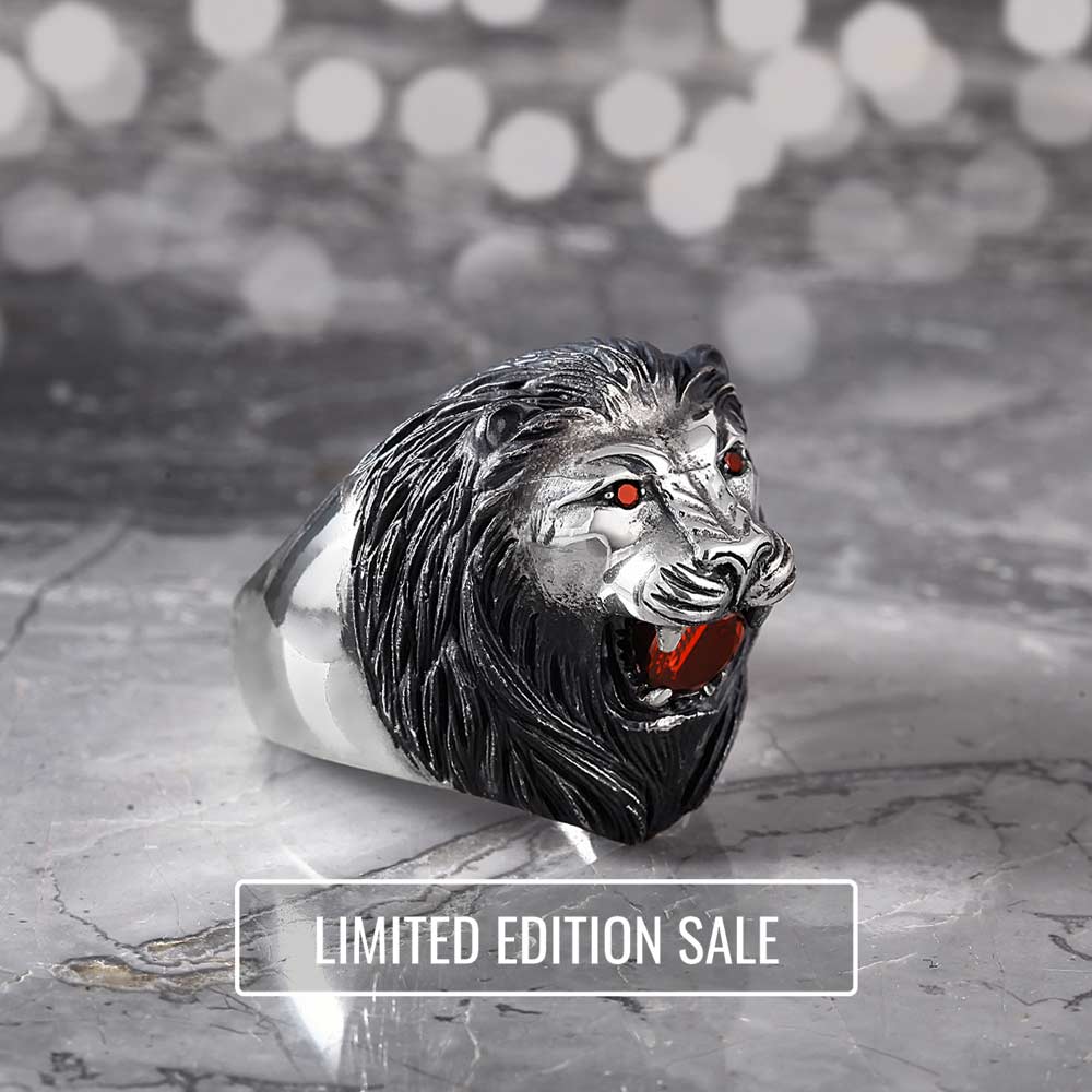 Scarlet Roaring Lion Ring
