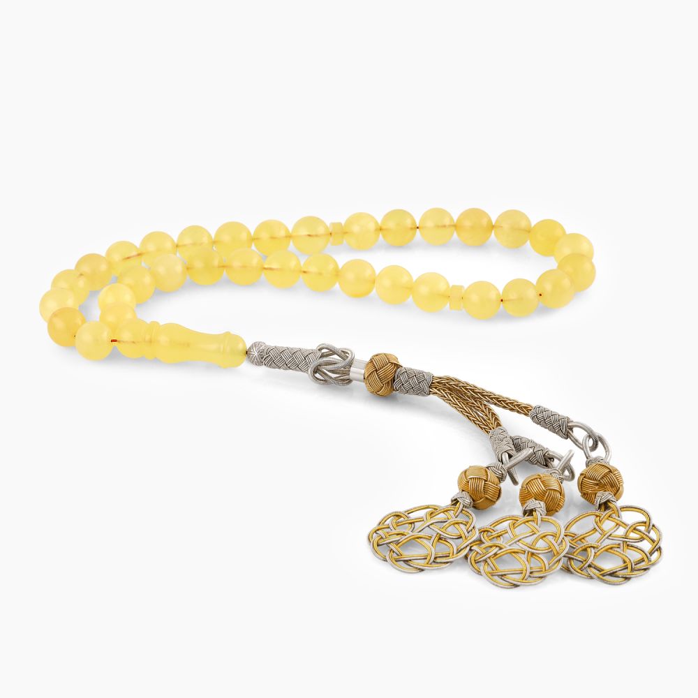 Silver Tasseled Genuine Amber Tasbih